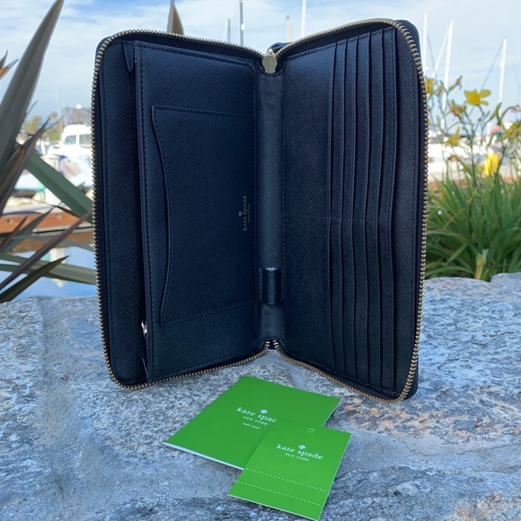 kate spade | Bags | Kate Spade Kaden Laurel Way Large Black Zip Wallet ...